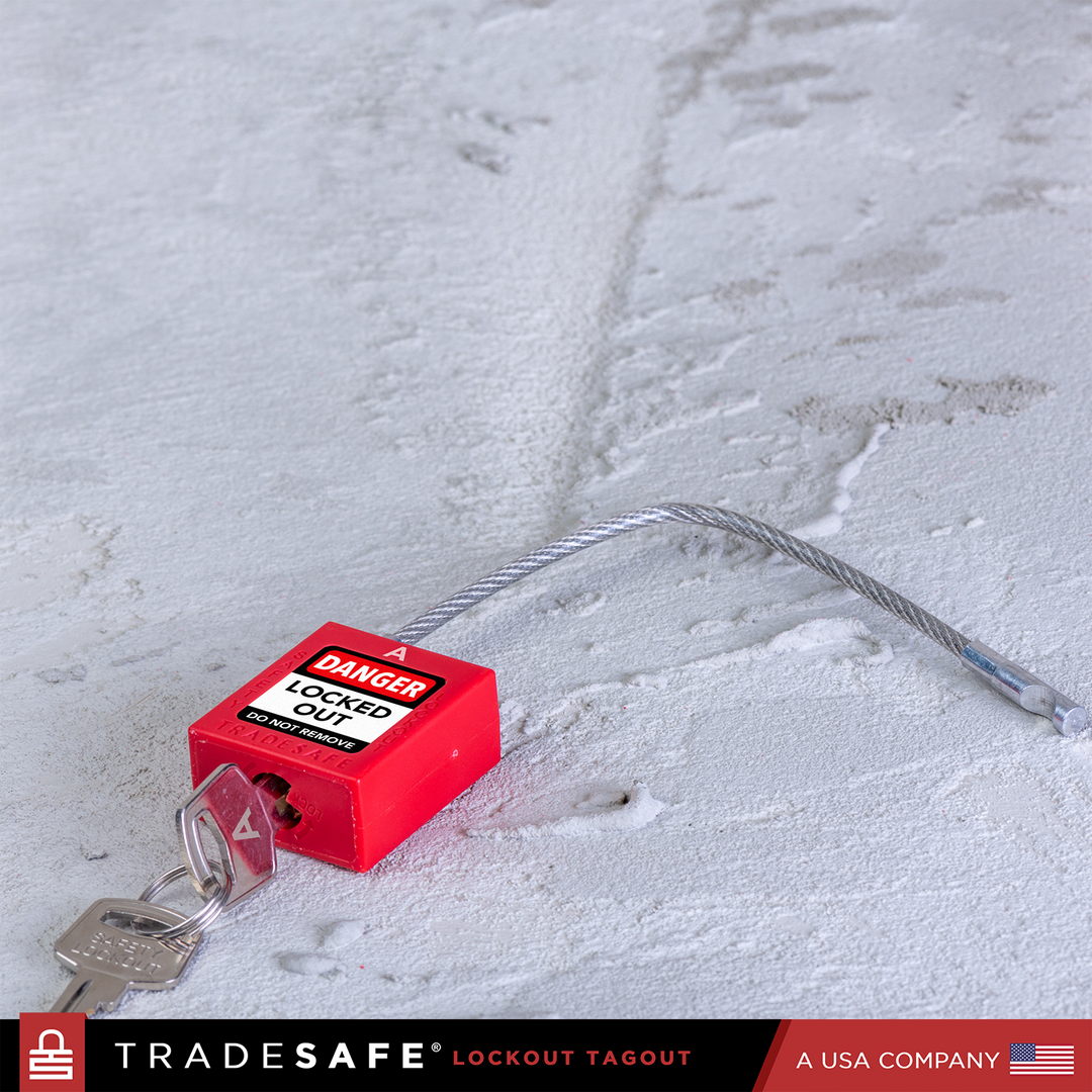 Red Keyed Alike Cable Lockout Locks Unlimited - 2 Keys, 10 Pack | TRADESAFE