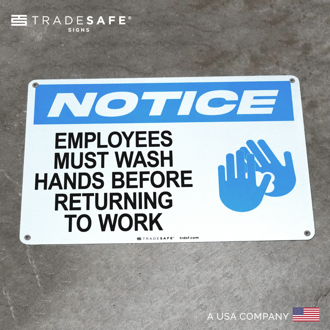 Employees Must Wash Hands Sign - Aluminum Restroom Signs | TRADESAFE