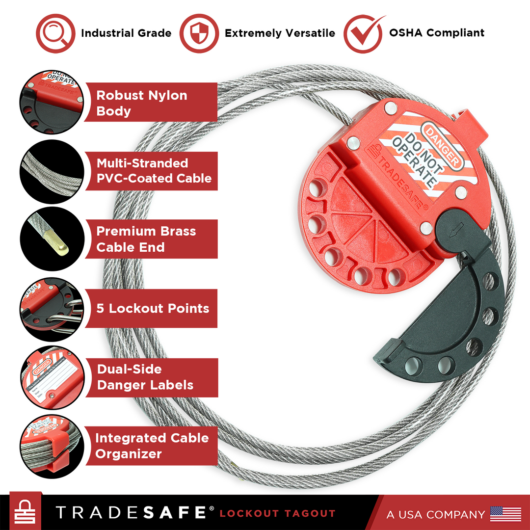 Adjustable Cable Lock Out Device - 10ft | TRADESAFE