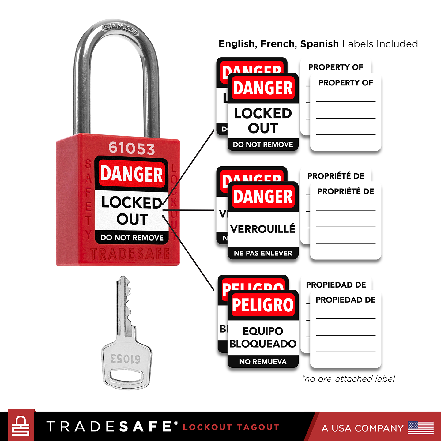 Red Keyed Different Lockout Locks - 1 Key - 10 Pack | TRADESAFE