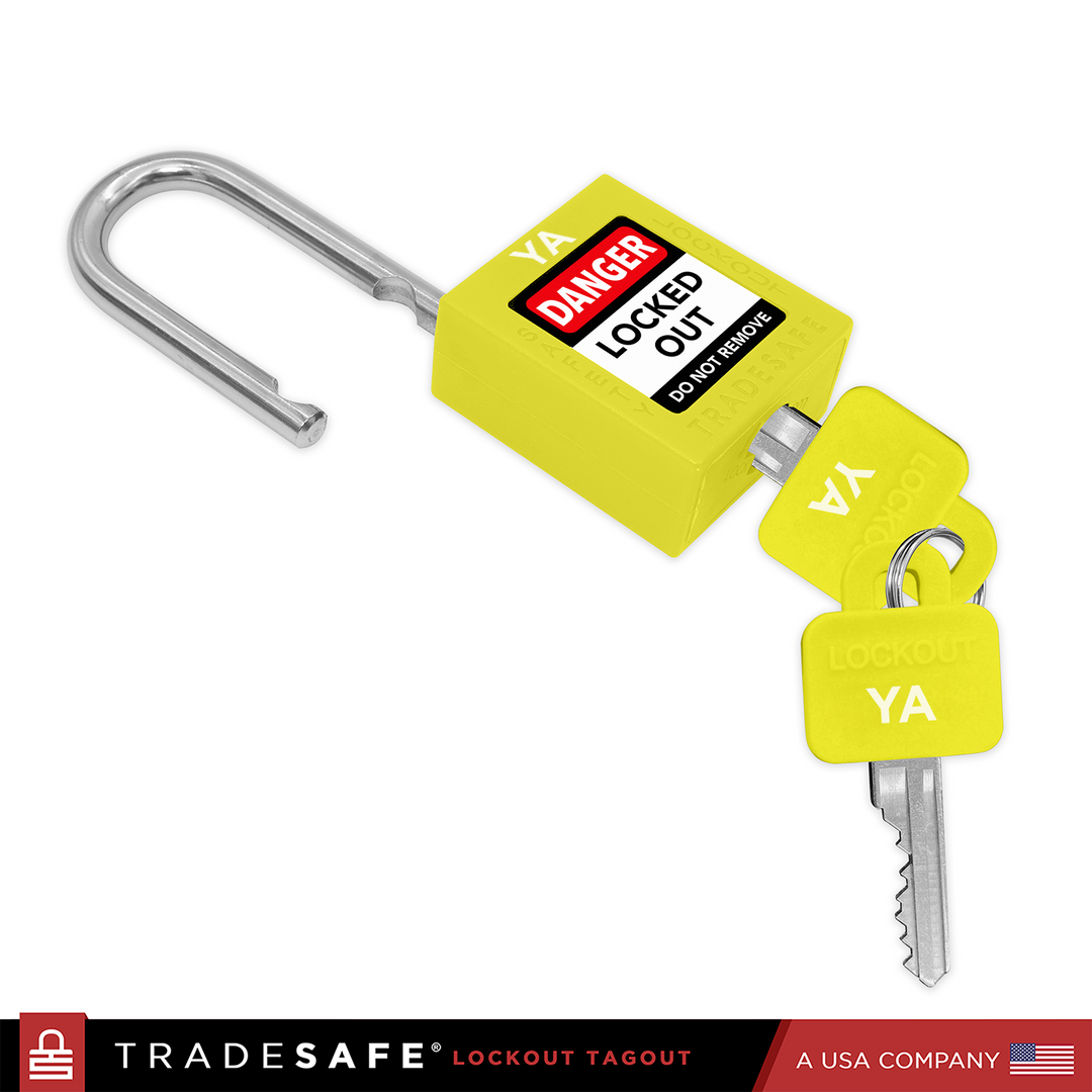 Yellow Keyed Alike Padlocks Unlimited - 2 Keys - 10 Pack | TRADESAFE