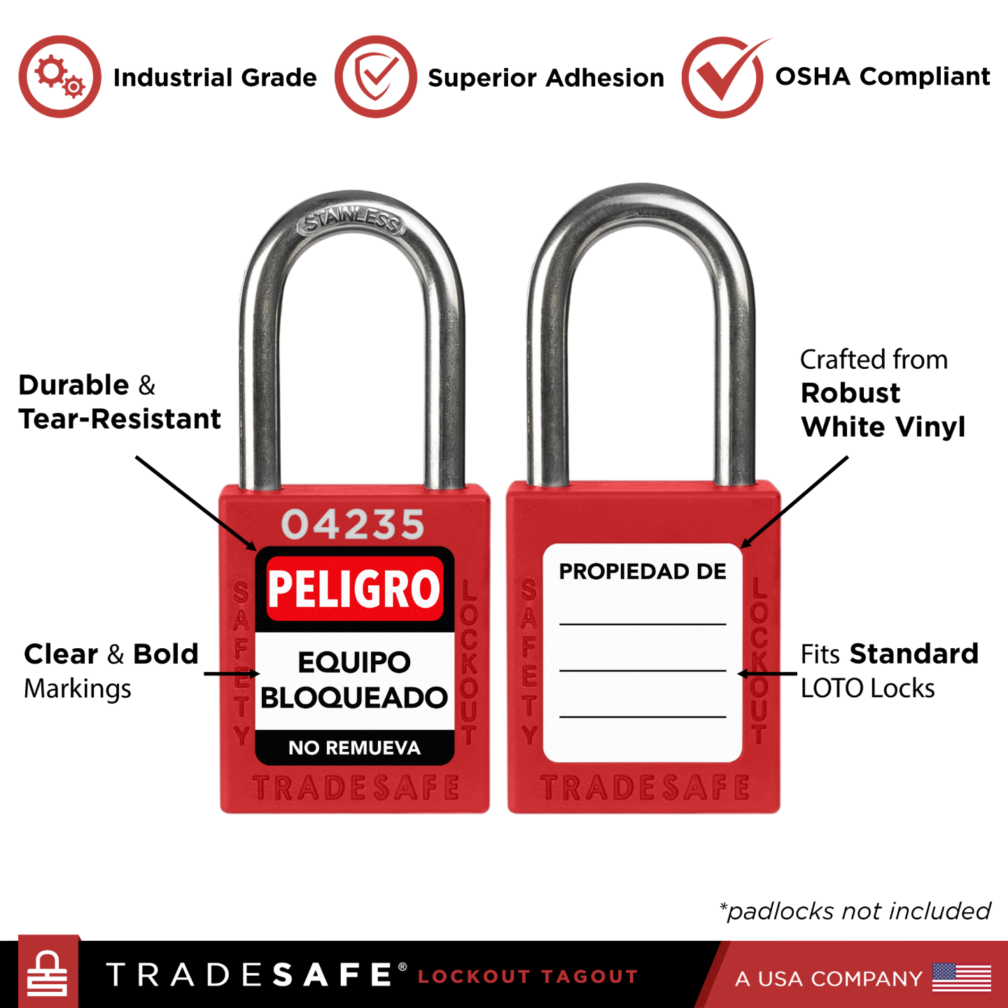 Multilingual Padlock Labels - 60 Pack Lockout Labels | TRADESAFE