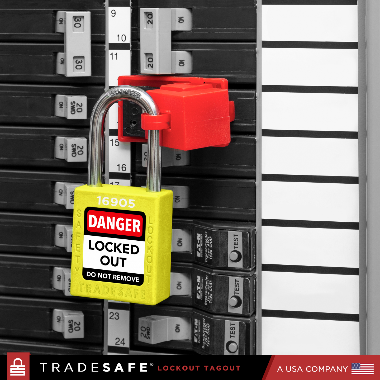 Yellow Keyed Different Lockout Locks - 2 Keys - 7 Pack | TRADESAFE