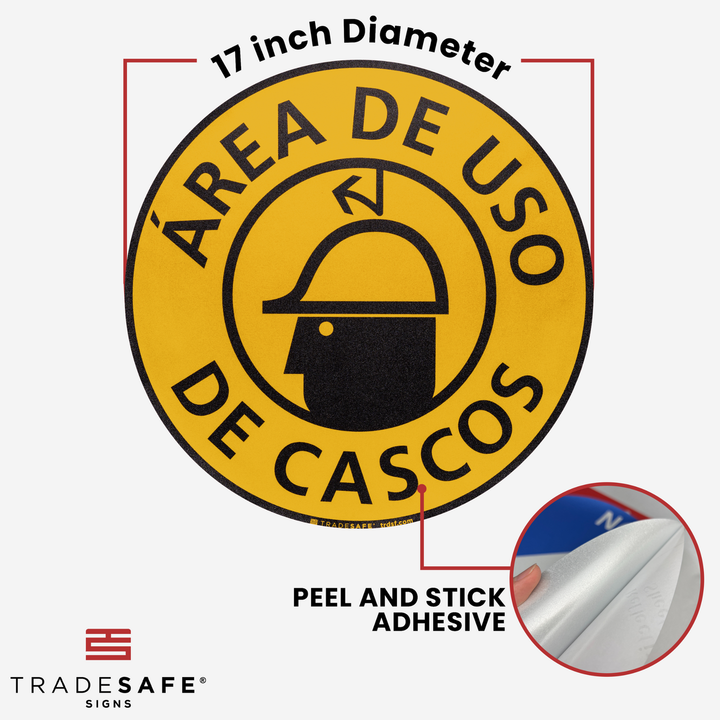 Spanish Hard Hat Area Signs - Anti-Slip Floor Sticker | TRADESAFE