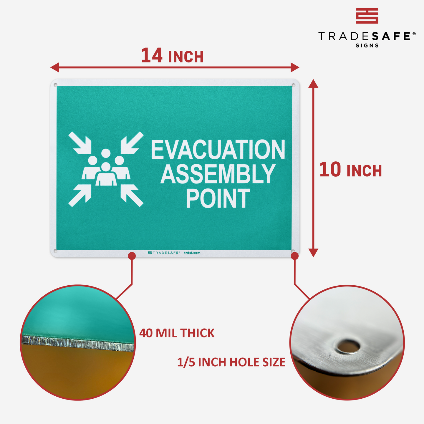 Evacuation Assembly Point Sign - Aluminum Evacuation Signs | TRADESAFE