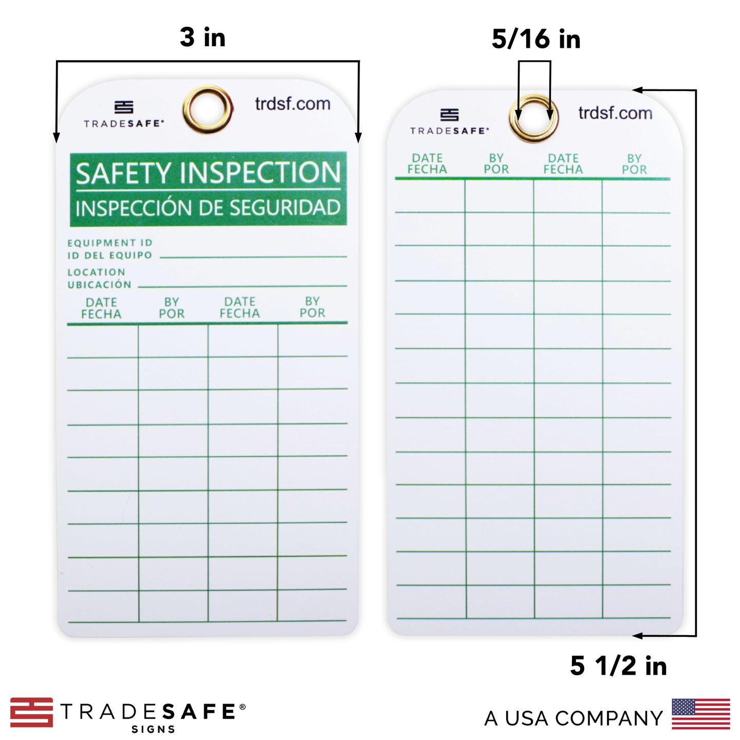 Bilingual Safety Inspection Tags – 30 Pack | TRADESAFE