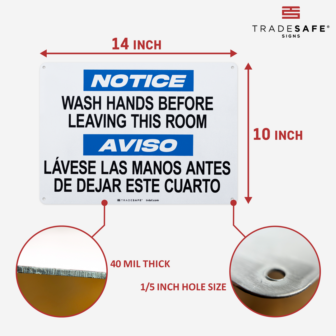 Bilingual Hand Washing Signs - Aluminum Restroom Signs | TRADESAFE