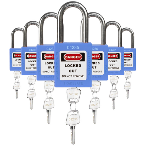 Blue Keyed Different Lockout Locks - 2 Keys - 7 Pack | TRADESAFE