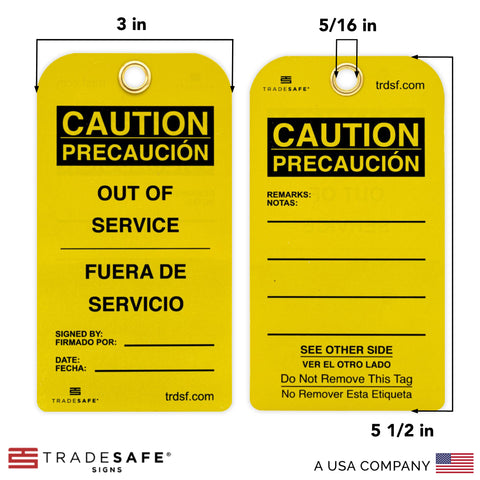 Bilingual Out of Service Tags - 30 Pack Tags | TRADESAFE