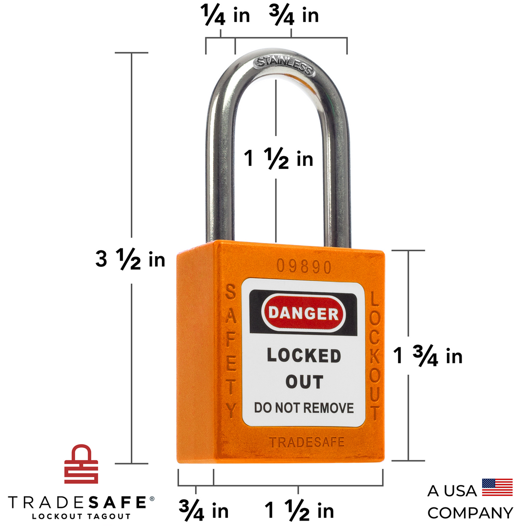 Orange Keyed Different Lockout Locks - 2 Keys - 10 Pack | TRADESAFE