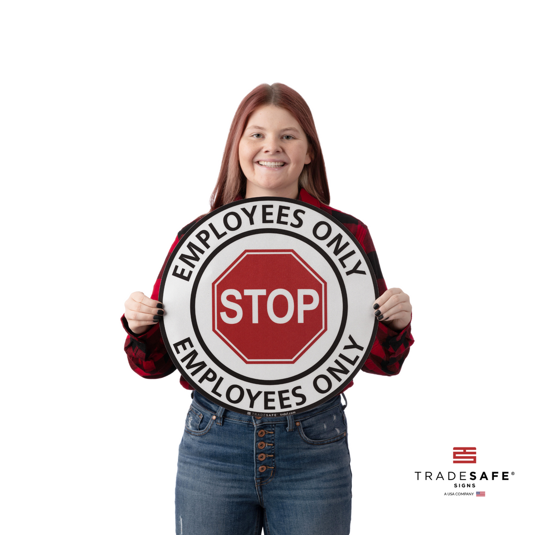 Stop – Employees Only Sign - Anti-Slip Floor Sign | TRADESAFE