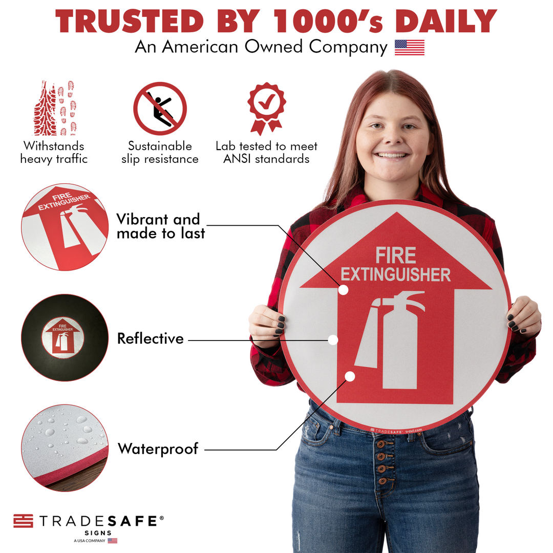 Fire Extinguisher Sign - Round Arrow Anti-Slip Floor Sign – TRADESAFE