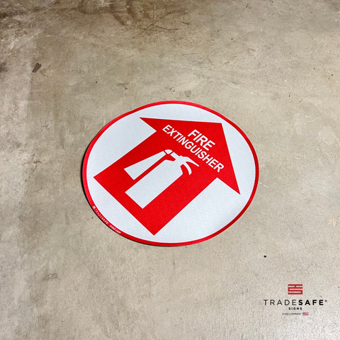Fire Extinguisher Sign - Round Arrow Anti-Slip Floor Sign – TRADESAFE
