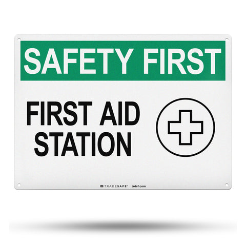 First Aid Station Sign - Aluminum Safety Sign | TRADESAFE
