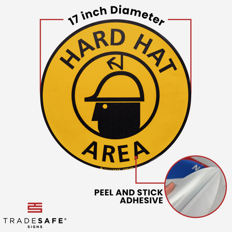 Hard Hat Area Signs - Anti-Slip Floor Sticker | TRADESAFE