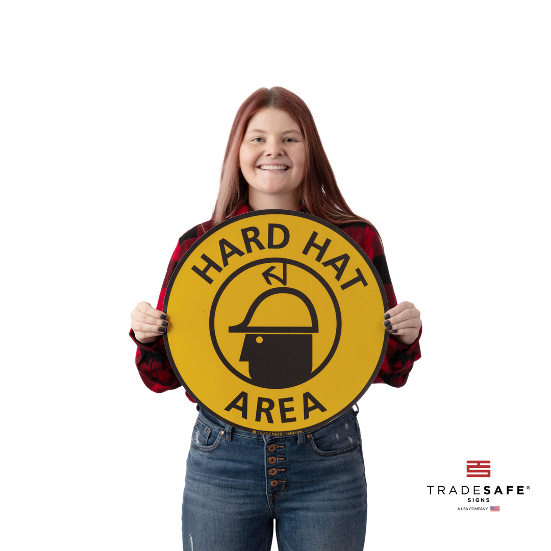 Hard Hat Area Signs - Anti-Slip Floor Sticker | TRADESAFE