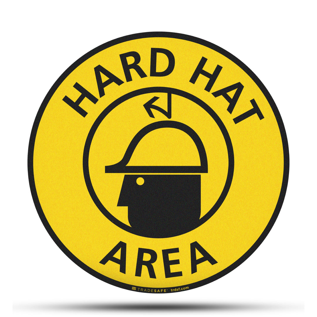 Hard Hat Area Signs - Anti-Slip Floor Sticker | TRADESAFE