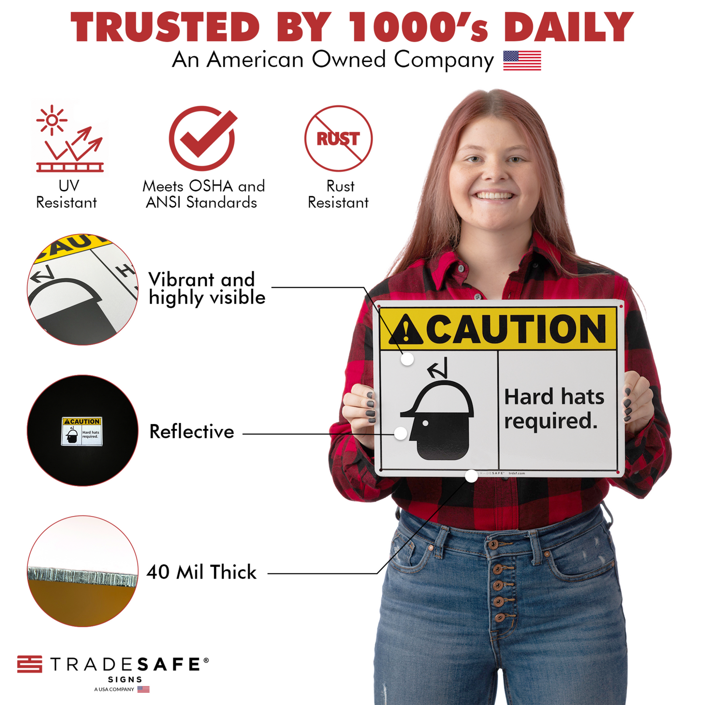 Hard Hats Required Sign - Aluminum PPE Signs | TRADESAFE