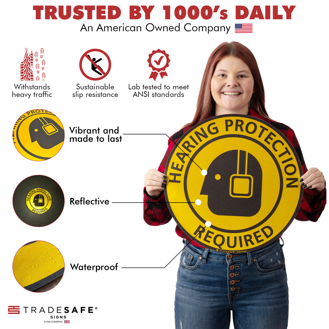 Hearing Protection Required Signs - Anti-Slip Floor Sticker | TRADESAFE