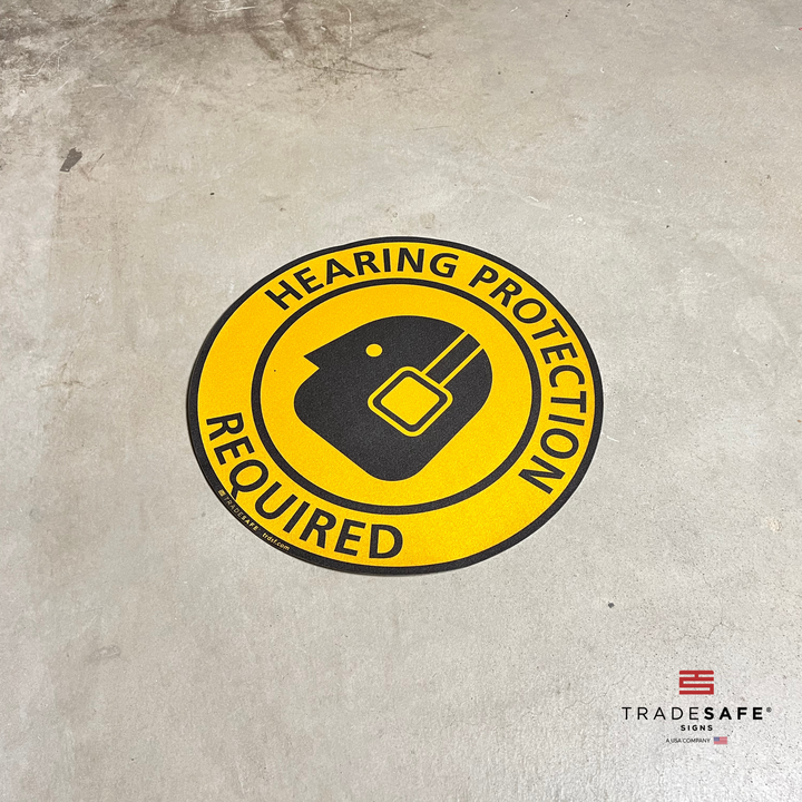 Hearing Protection Required Signs - Anti-Slip Floor Sticker | TRADESAFE
