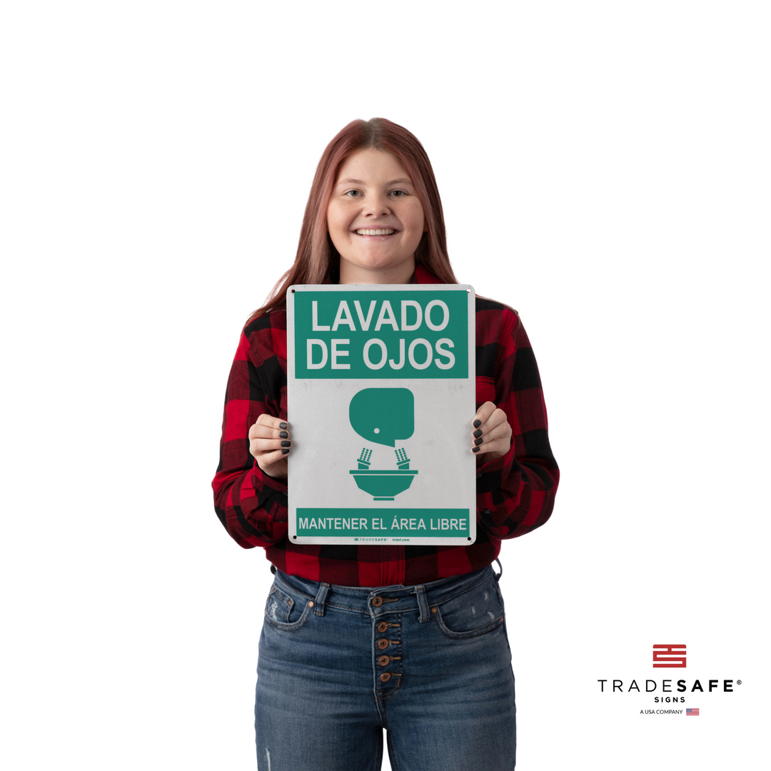 Lavado De Ojos Mantener El Área Libre Sign - Aluminum Safety Sign ...
