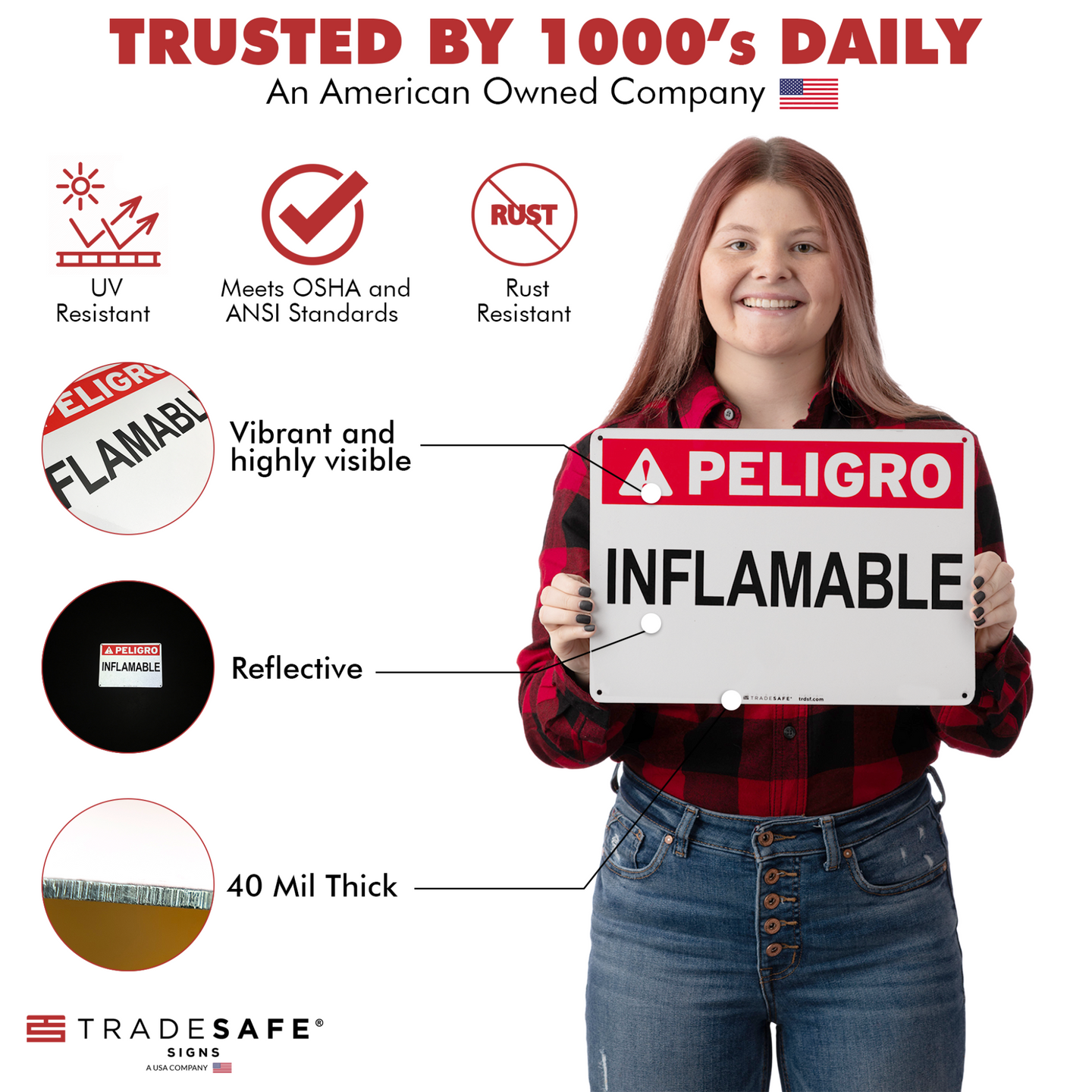 Peligro, Inflamable - Aluminum Fire Safety Sign | TRADESAFE