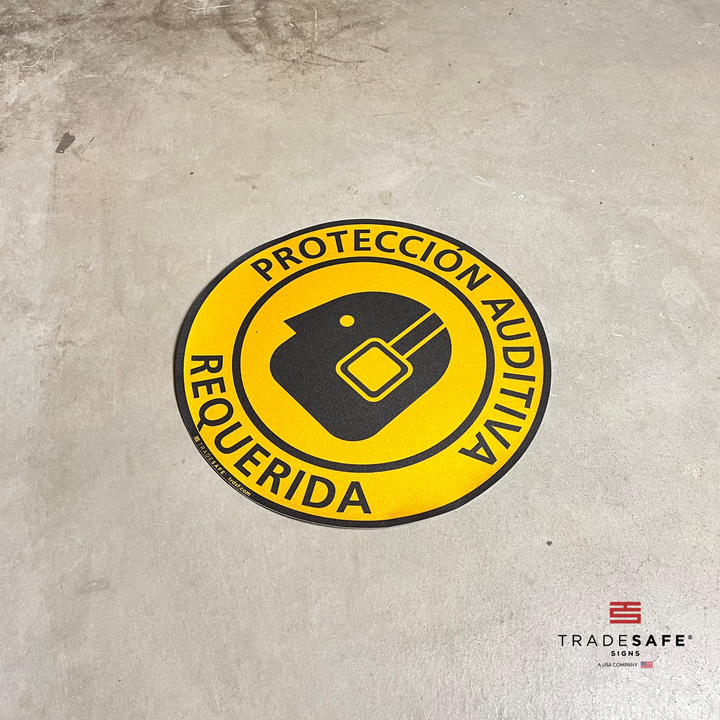 Spanish Hearing Protection Required Signs - Anti-Slip Floor Sticker ...
