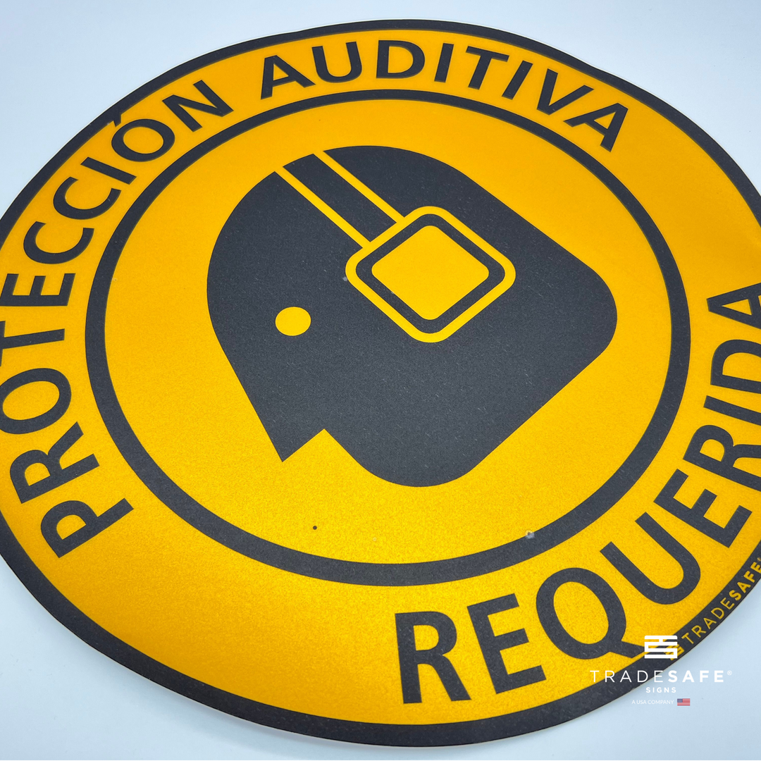 Spanish Hearing Protection Required Signs - Anti-Slip Floor Sticker ...