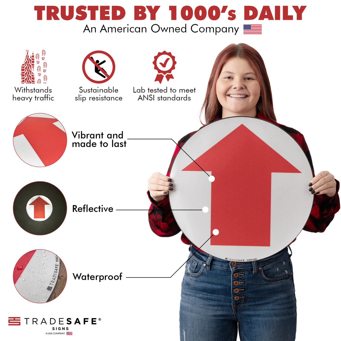 Red Arrow Sign - Anti-Slip Floor Decal | TRADESAFE