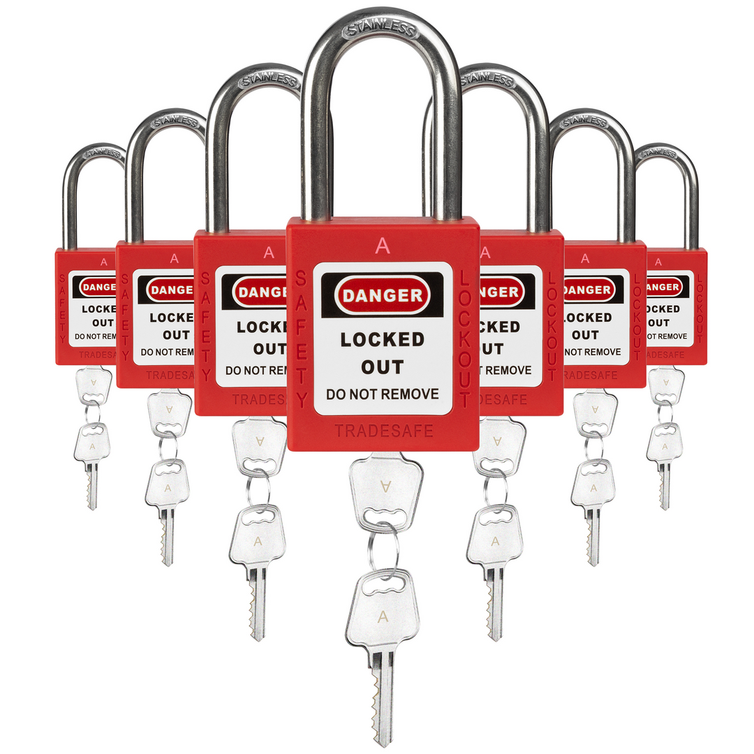 Red Keyed Alike Padlocks Unlimited -2 Keys - 7 Pack | TRADESAFE