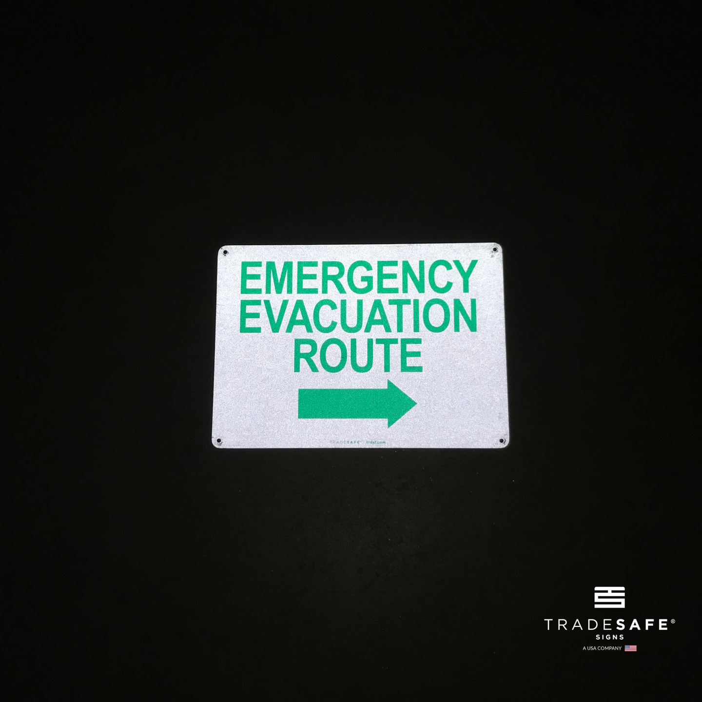Evacuation Route Sign (Right Arrow) - Aluminum Evacuation Signs | TRADESAFE