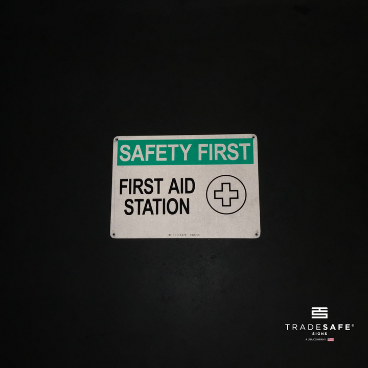 First Aid Station Sign - Aluminum Safety Sign | TRADESAFE