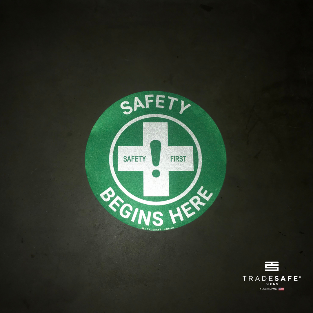 Safety Begins Here Safety First Signs - Anti-Slip Floor Sign | TRADESAFE