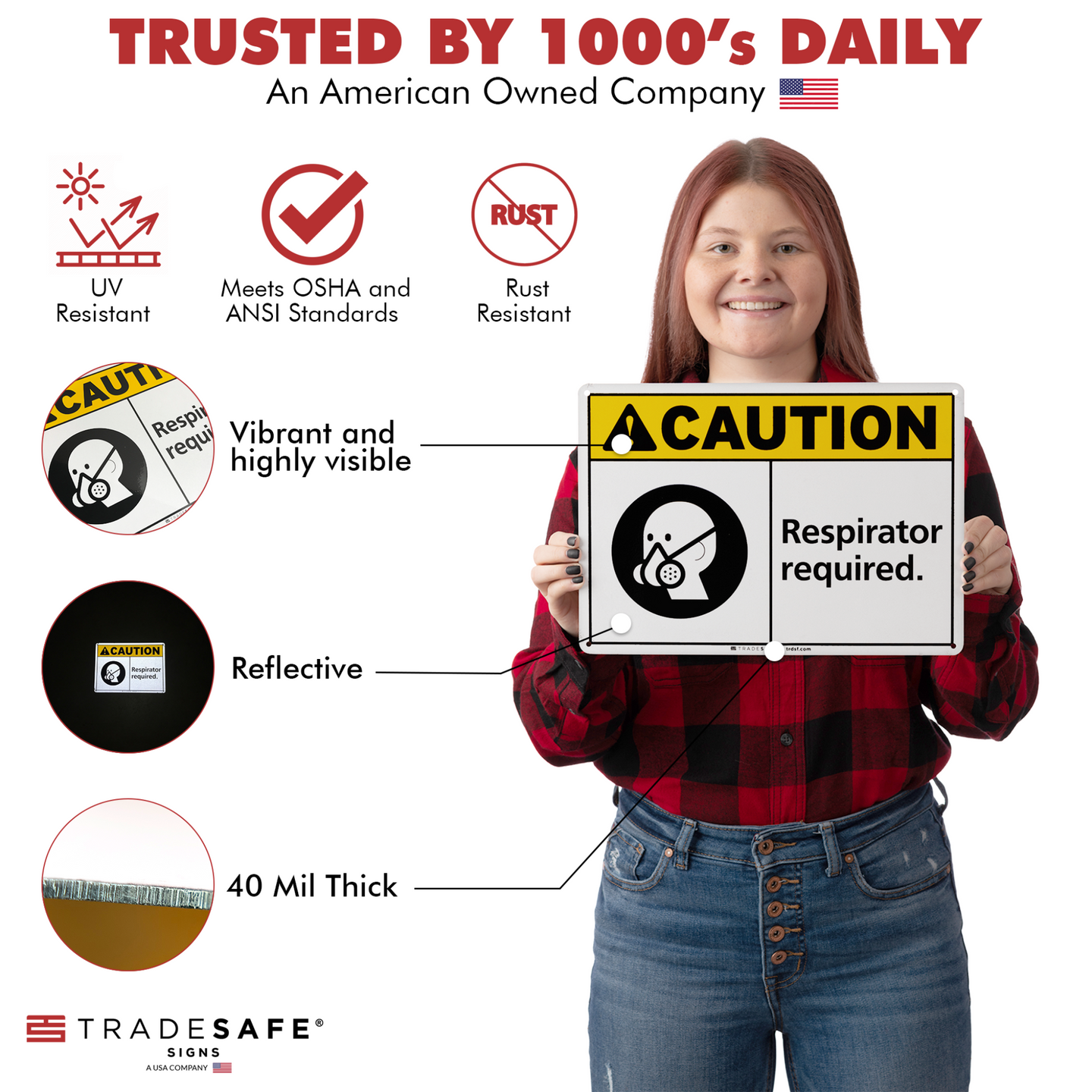 Respirator Required Sign - Aluminum PPE Signs | TRADESAFE