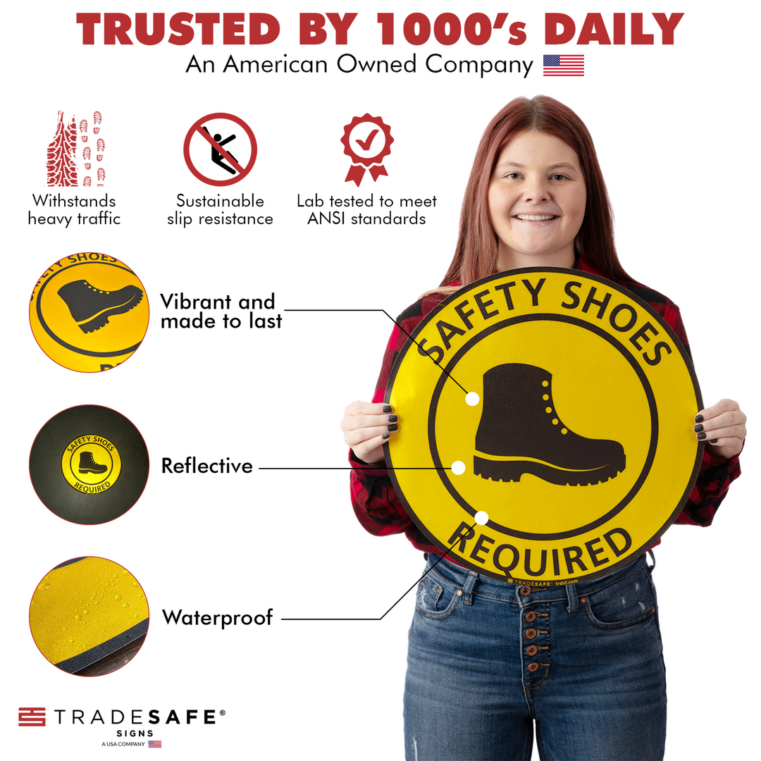 Safety Shoes Signs - Anti-Slip Floor Sticker | TRADESAFE