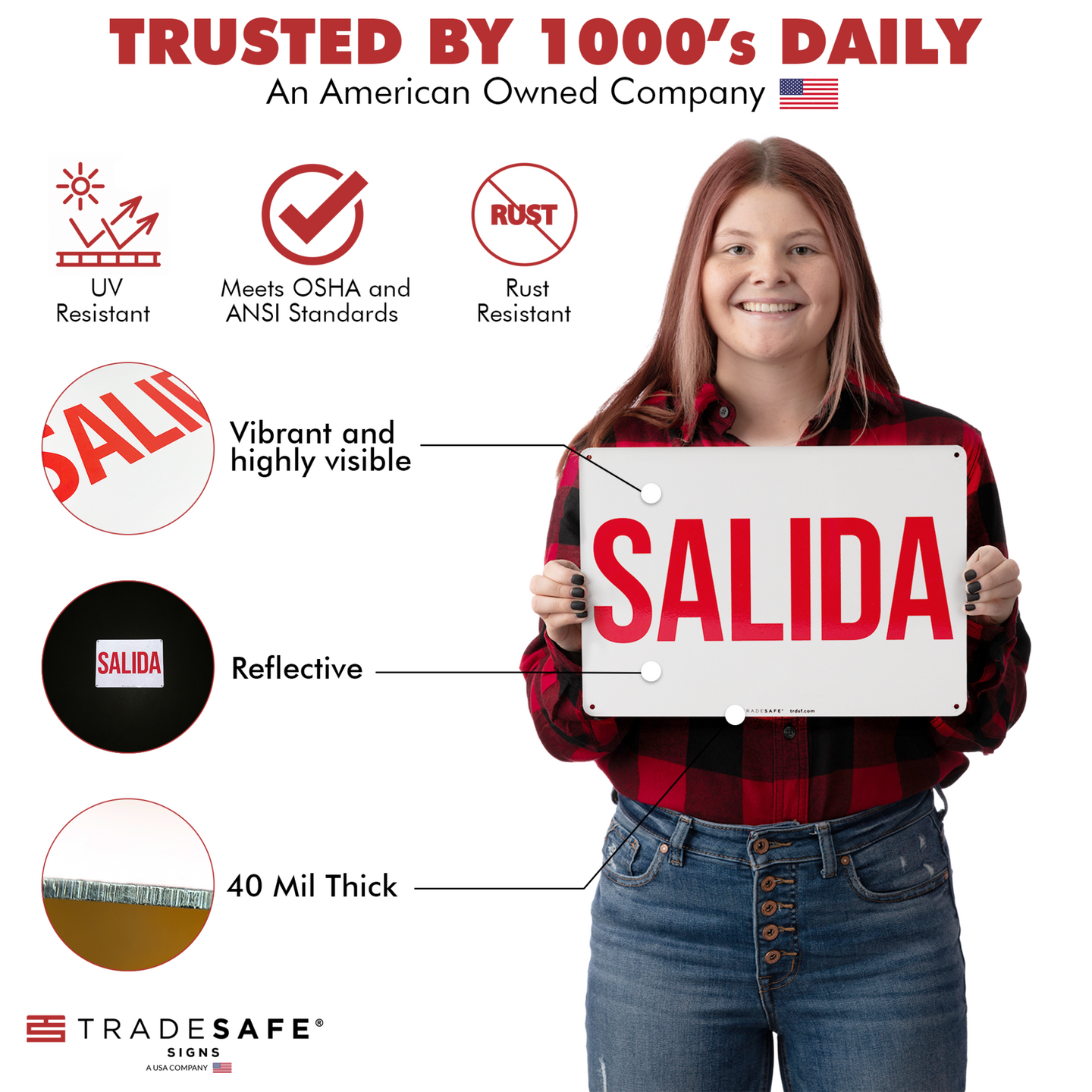 Exit Sign - Salida - Aluminum Exit Sign | TRADESAFE