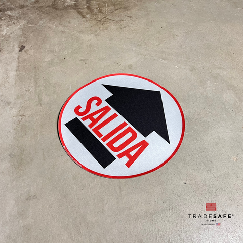 Spanish Exit Sign with Up Arrow - Anti-Slip Floor Stickers | TRADESAFE