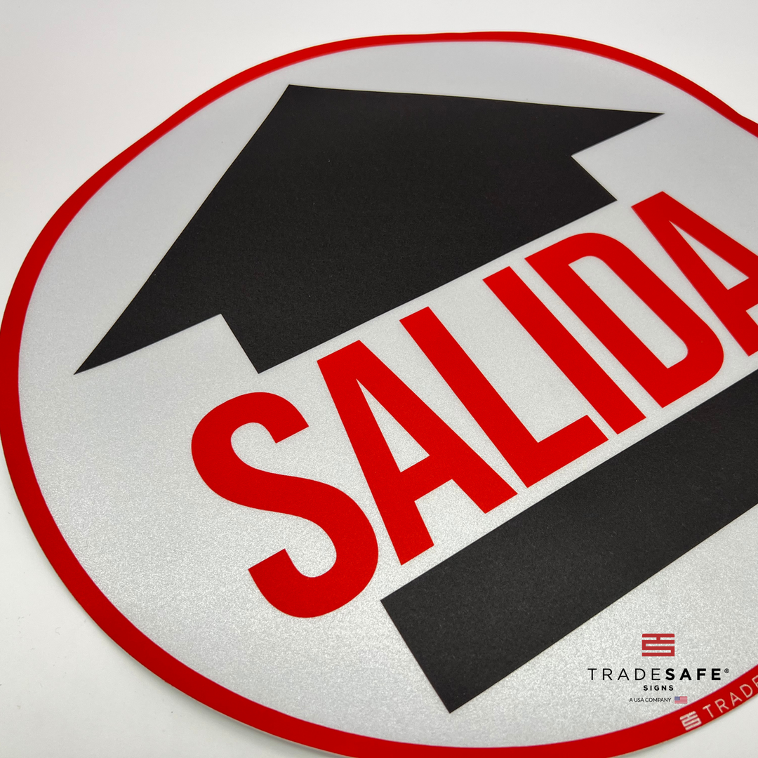 Spanish Exit Sign with Up Arrow - Anti-Slip Floor Stickers | TRADESAFE