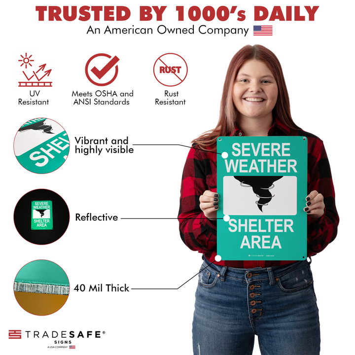 Severe Weather Shelter Sign - Aluminum Evacuation Signs | TRADESAFE