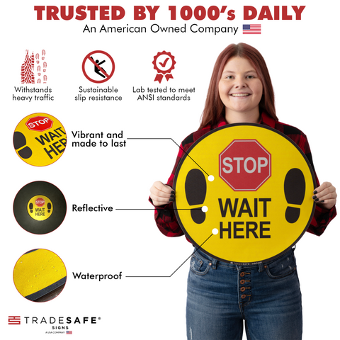 Stop Wait Here Sign - Anti-Slip Floor Sign | TRADESAFE