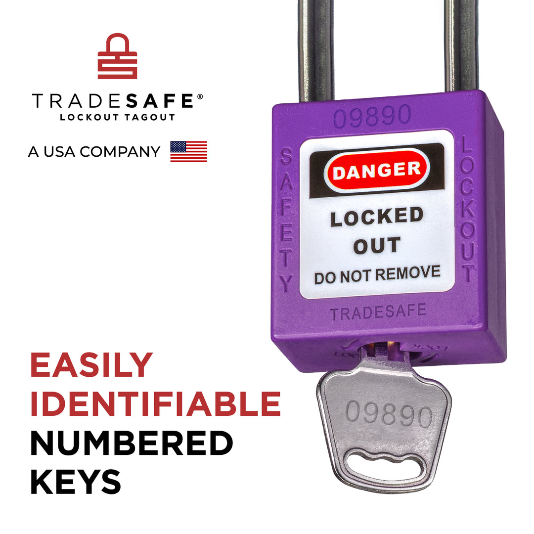 Purple Keyed Different Lockout Locks - 2 Keys - 7 Pack | TRADESAFE