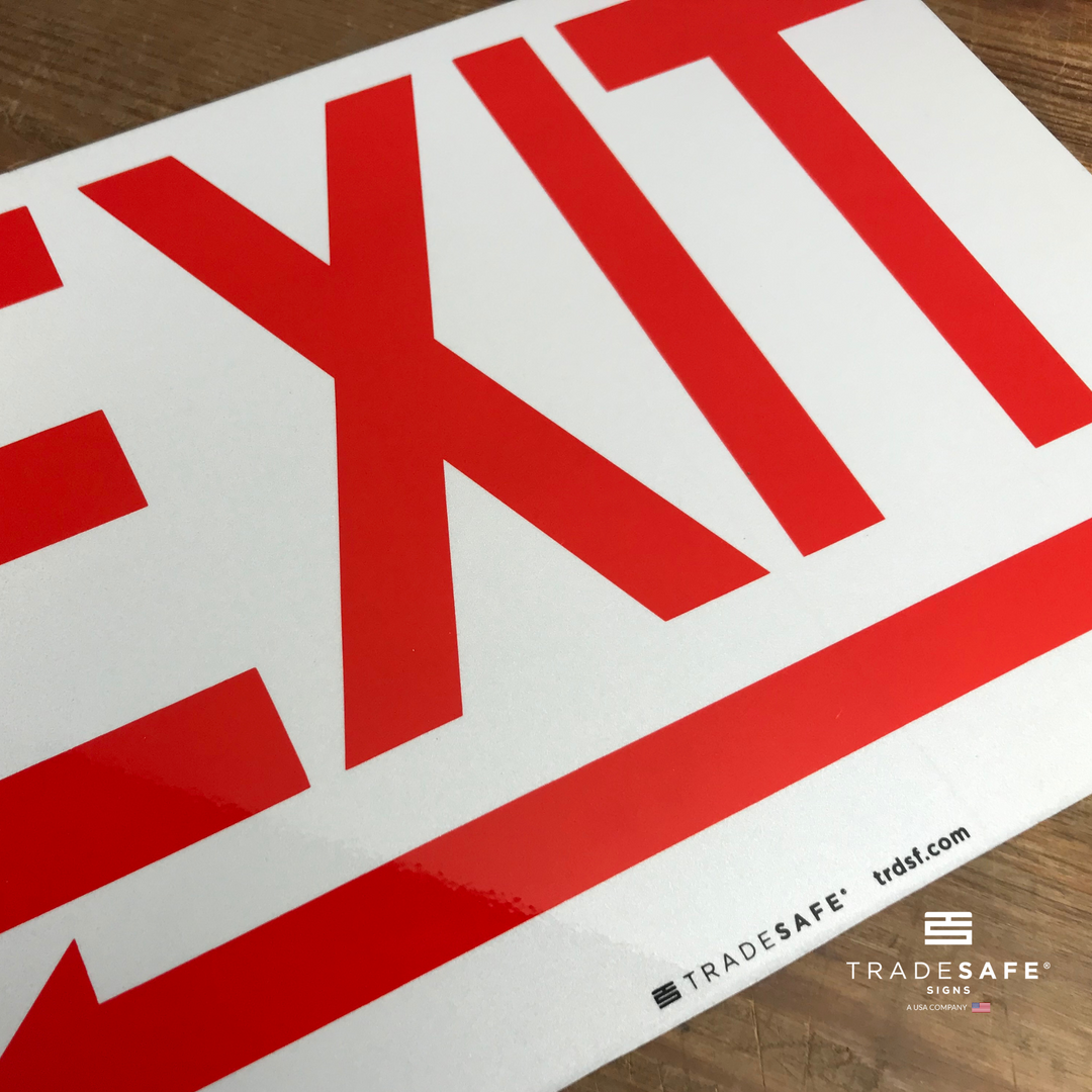 Exit (Left Arrow) Sign - Aluminum Exit Sign | TRADESAFE