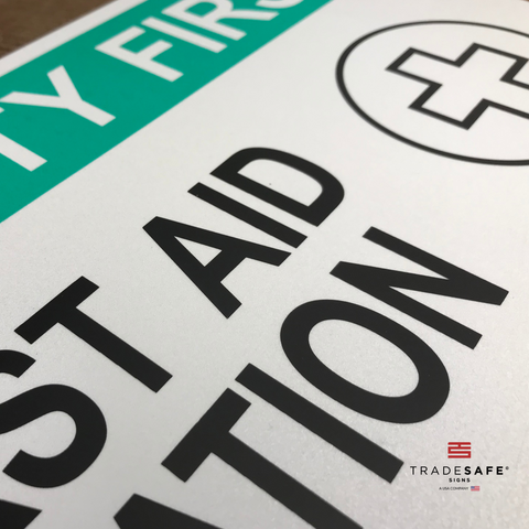 First Aid Station Sign - Aluminum Safety Sign | TRADESAFE