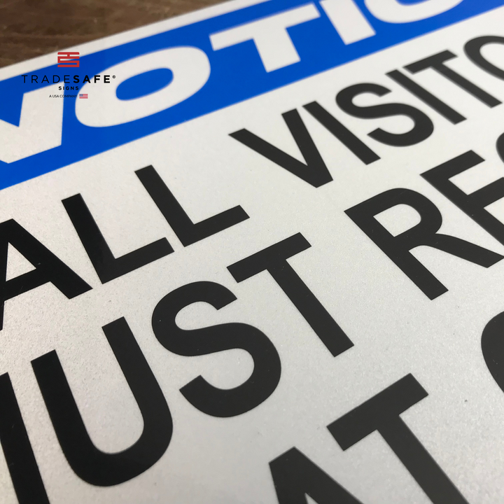 All Visitors Must Sign In Sign - Aluminum Visitors Sign In Notice Signs ...