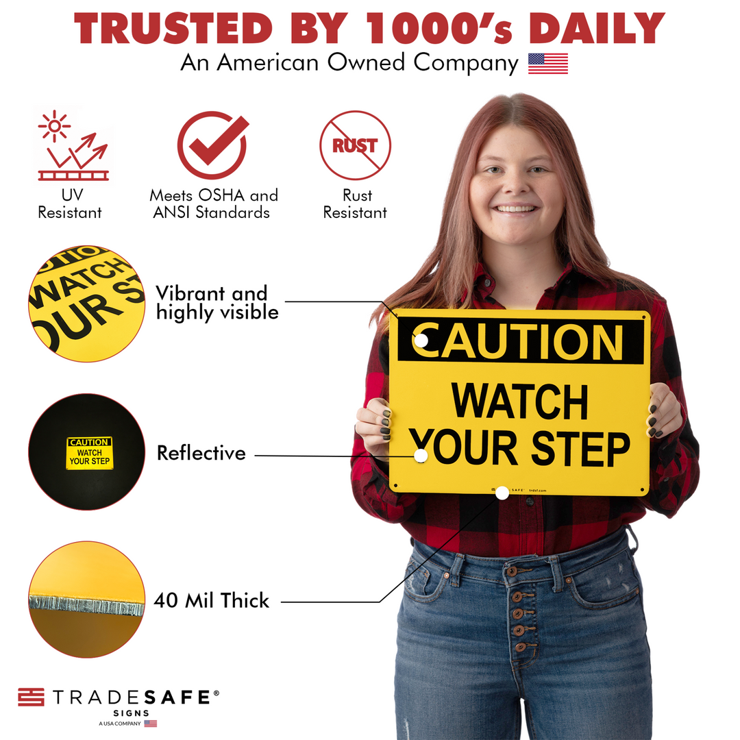 Watch Your Step Sign - Aluminum Caution Sign | TRADESAFE