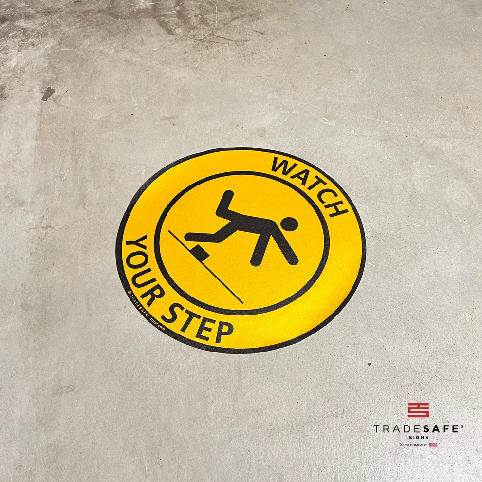 Watch Your Step Sign - Anti-Slip Floor Sticker | TRADESAFE