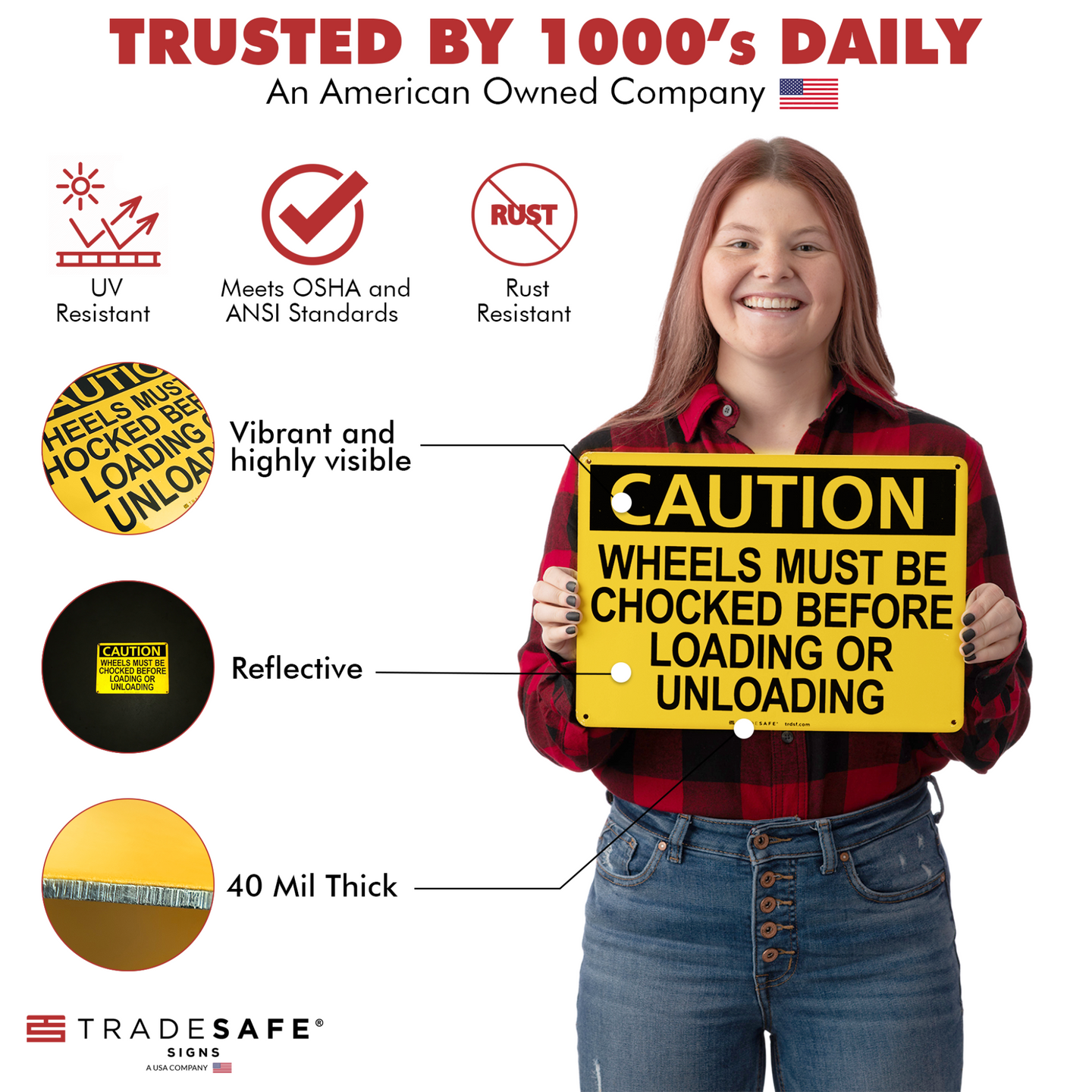 Wheel Chock Sign - Aluminum Caution Sign | TRADESAFE