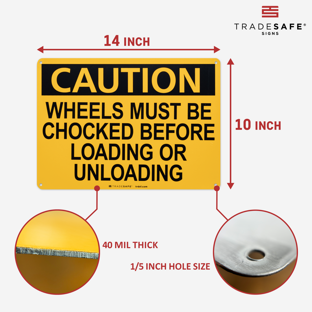 Wheel Chock Sign - Aluminum Caution Sign | TRADESAFE