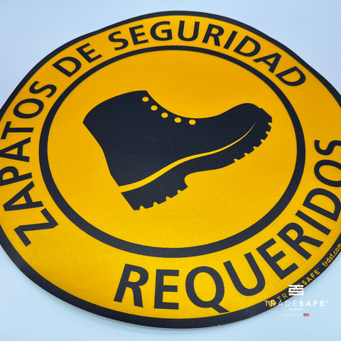 Spanish Safety Shoes Required Sign - Anti-Slip Floor Sticker | TRADESAFE